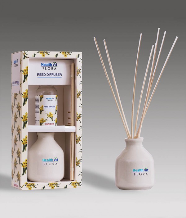 Buy Healthvit Flora Reed Diffuser With Ceramic Pot - Marigold Home Fragrance 60ml Online at Best ...